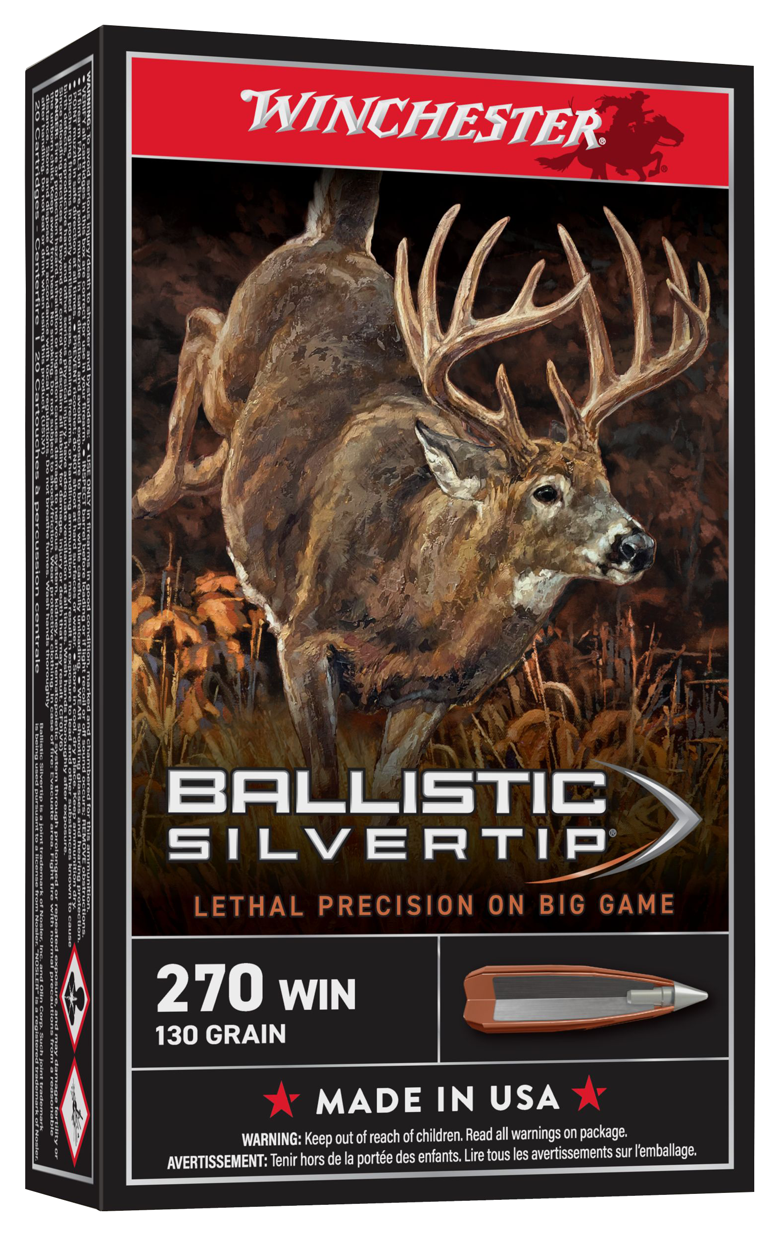 Winchester Ballistic Silvertip .270 Win 130 Grain Centerfire Rifle Ammo ...